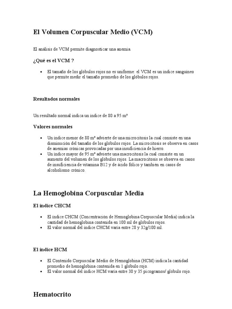 El Volumen Corpuscular Medio | Glóbulo rojo | Potasio