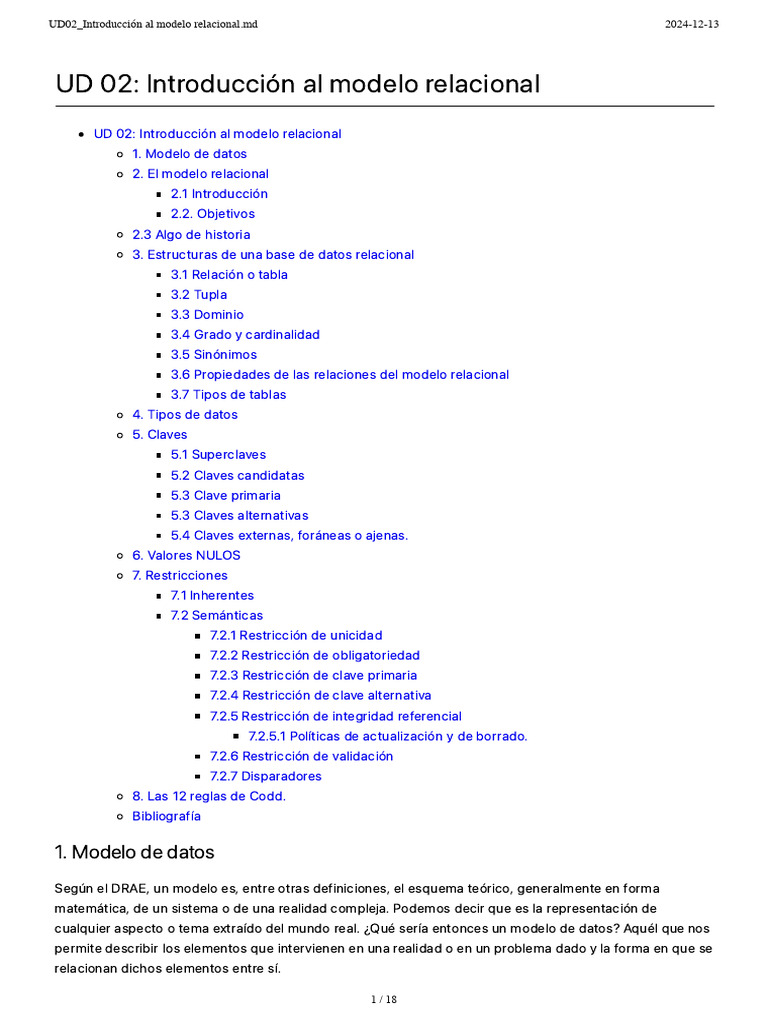 UD02 - Introducción Al Modelo Relacional | PDF | Bases de datos | Base ...