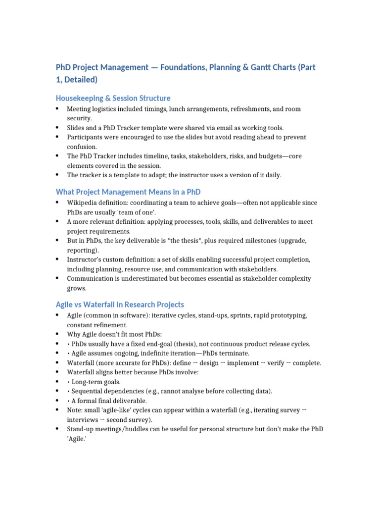 PhD Project Management Essentials Guide | PDF | Agile Software ...