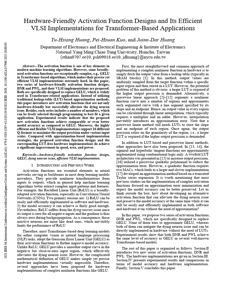 Hardware-Friendly Activation Function Designs and Its Efficient VLSI ...