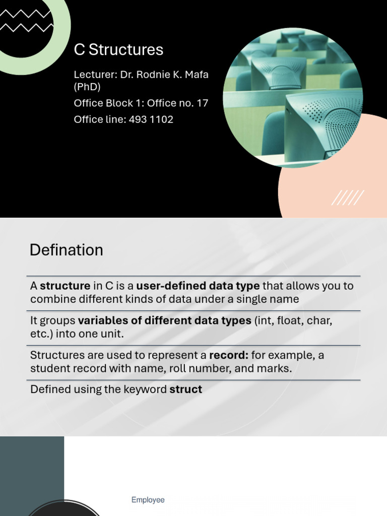 L7 Introduction To Structures | PDF | Pointer (Computer Programming) | Variable (Computer Science)