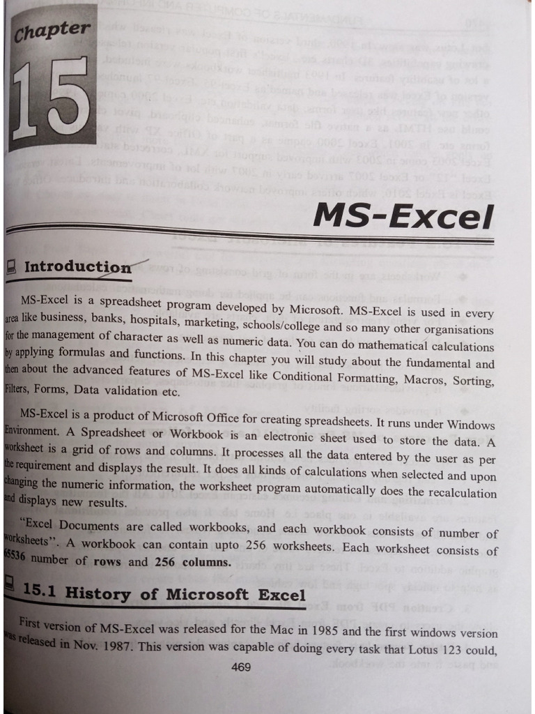 Chapter 15(Ms Excel) | PDF