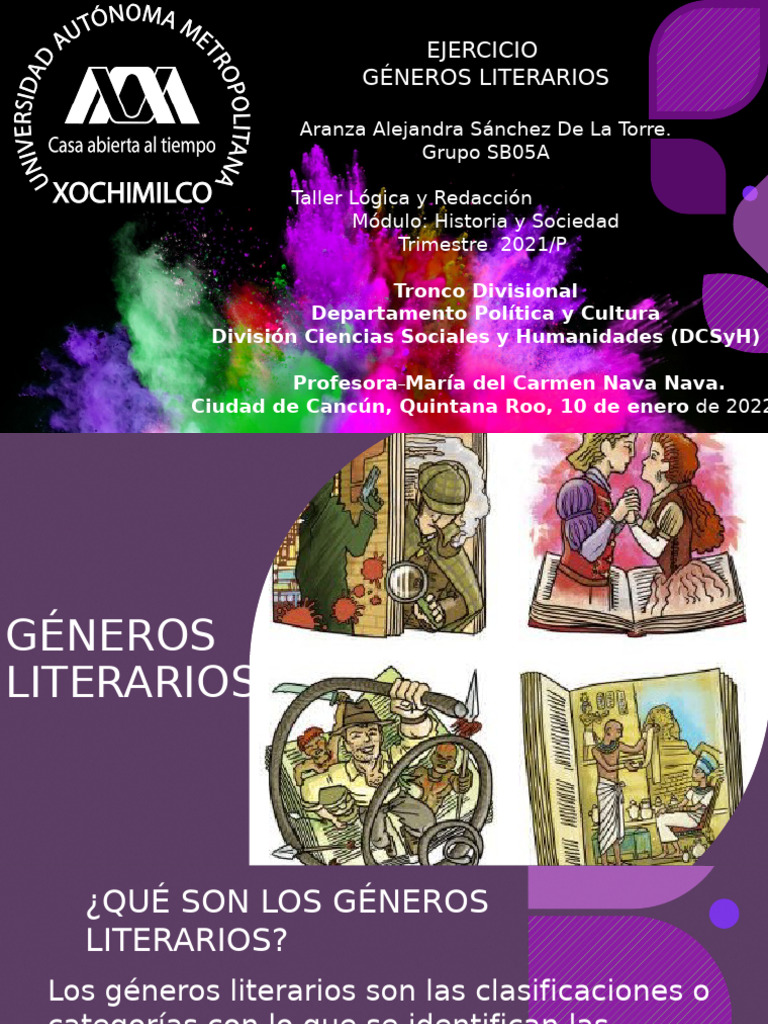 Generos Literarios Presentacion Visual | PDF | Poesía épica | Comedia