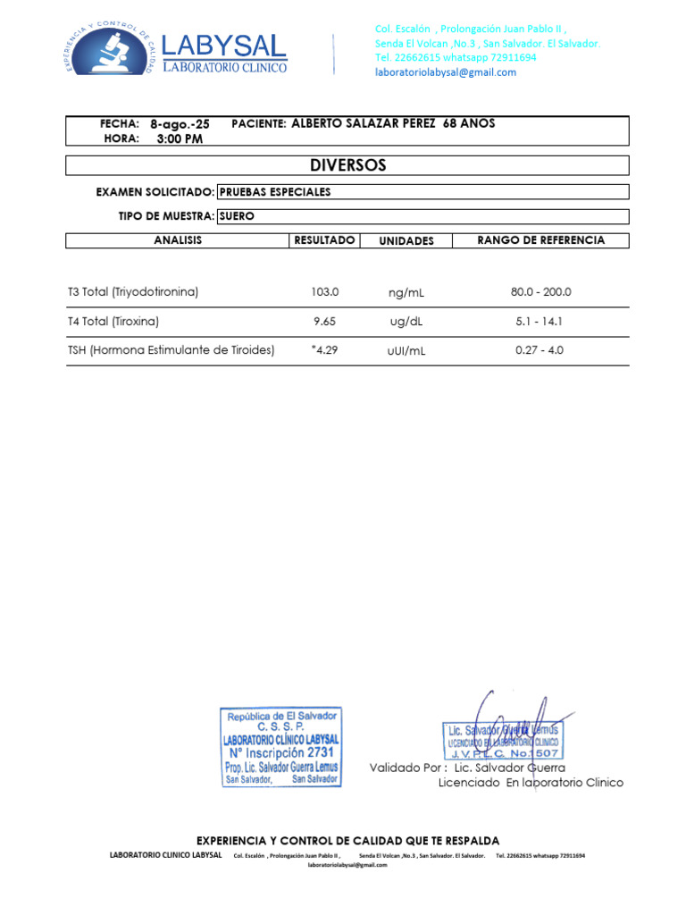 Alberto Salazar Perez h. Tiroideas 08-082025 | PDF