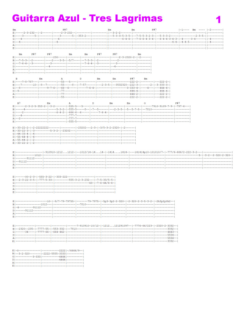 Guitarra Azul - Tres Lagrimas | PDF