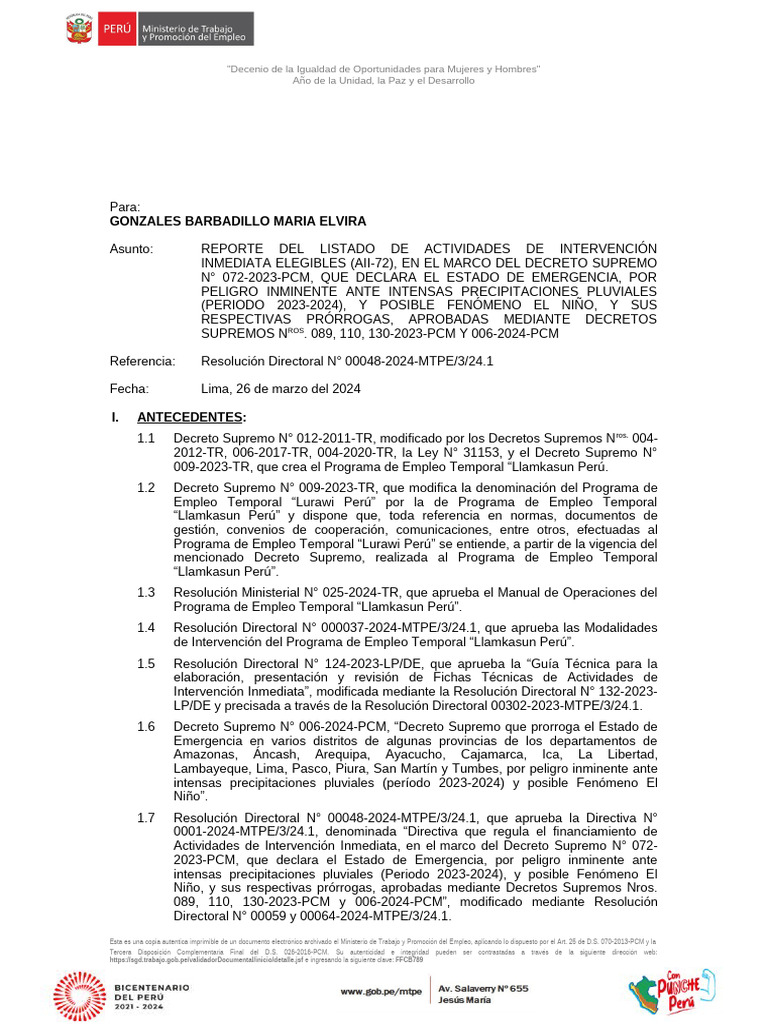 Informe XXX 2024 Ufgi Elegibilidad Aii 72 - VF Jam | PDF | Estado de ...