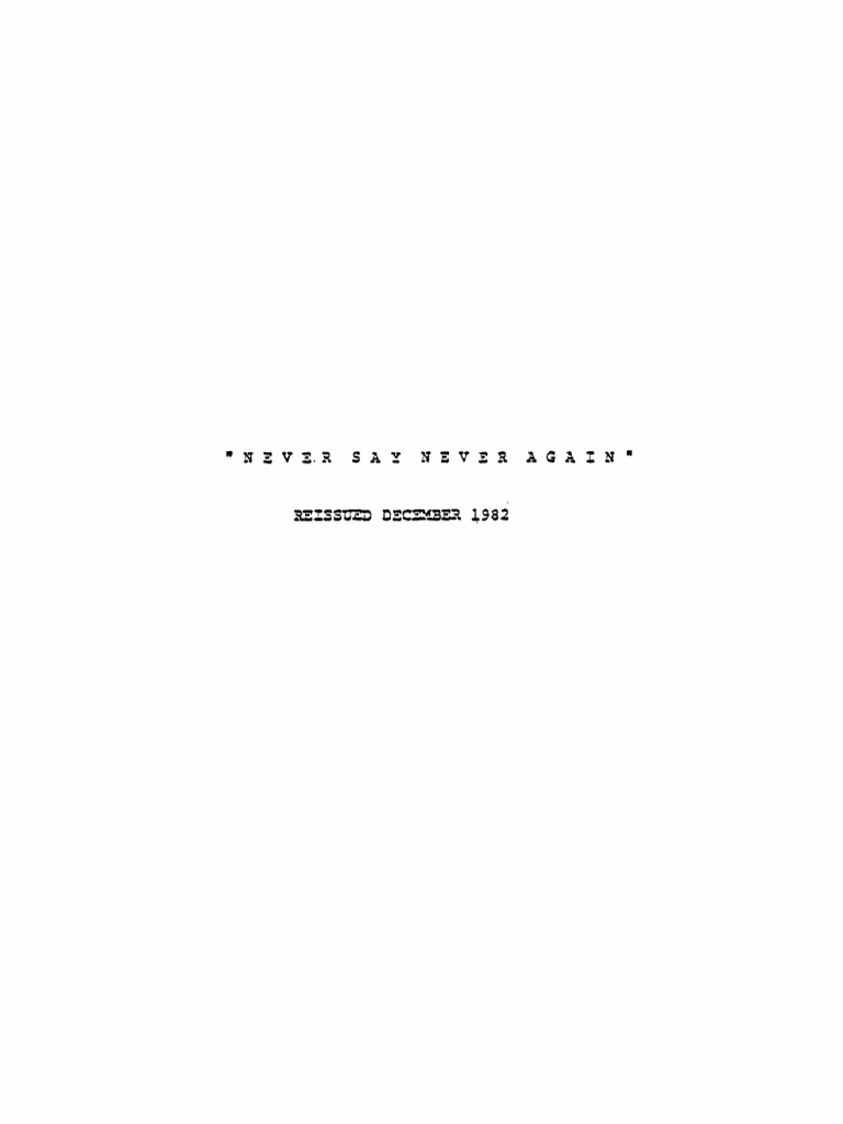 Never Say Never Again | PDF