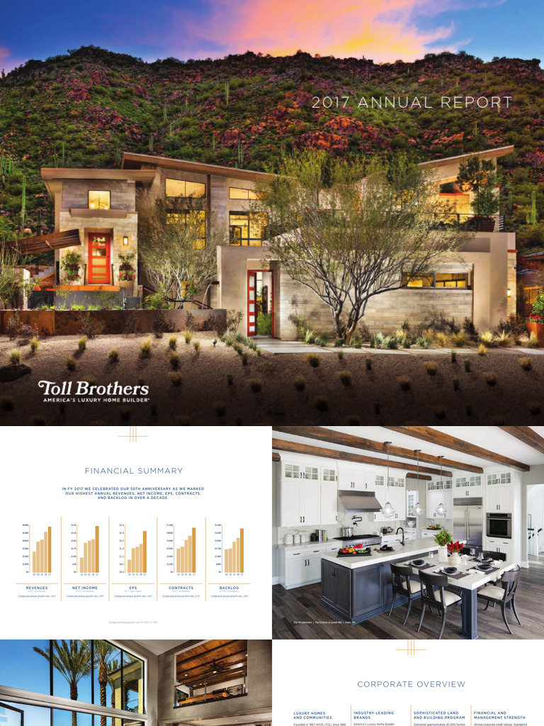 Toll Brothers 2017 Financial Overview | PDF | Equity (Finance) | Debt