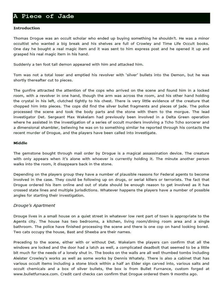 Delta Green - Adv - A Piece of Jade | PDF