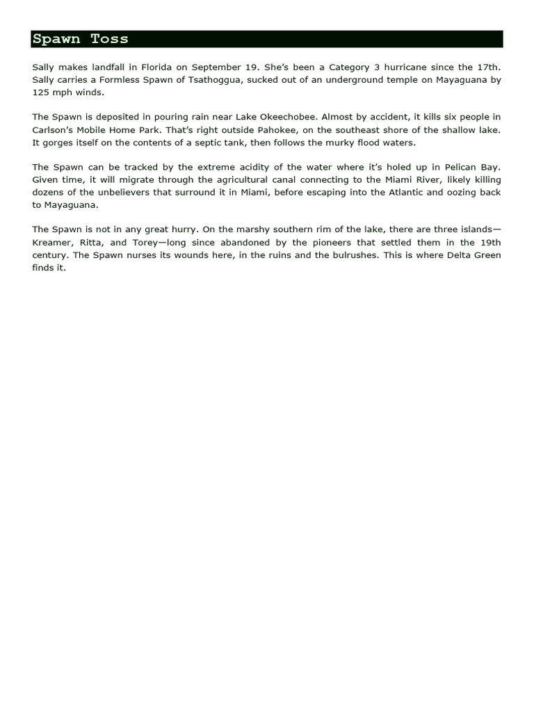 CoC - Delta Green - Adv - Spawn Toss | PDF