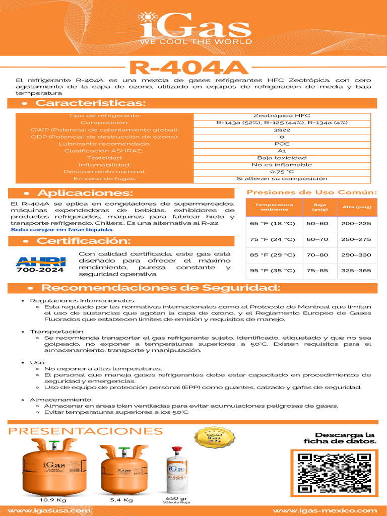 GUIA TECNICA - Hidrofluorocarbono 404A, Refrigerante 404A | PDF ...