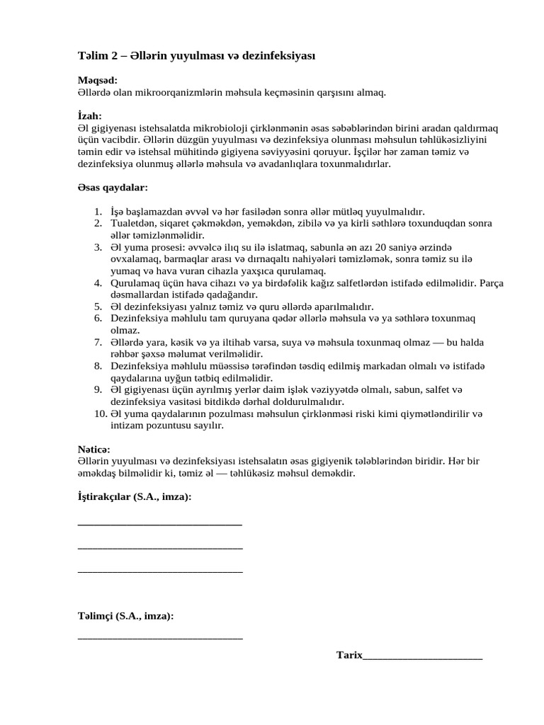 Təlim 2 ƏLLƏR | PDF