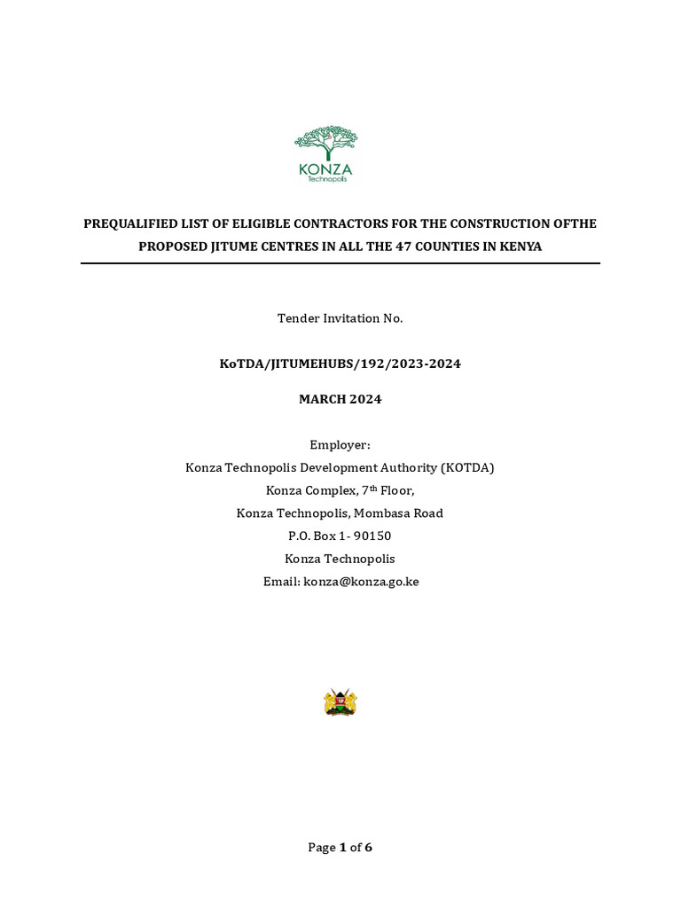 Prequalified List of Eligible Contractors | PDF | Kenya