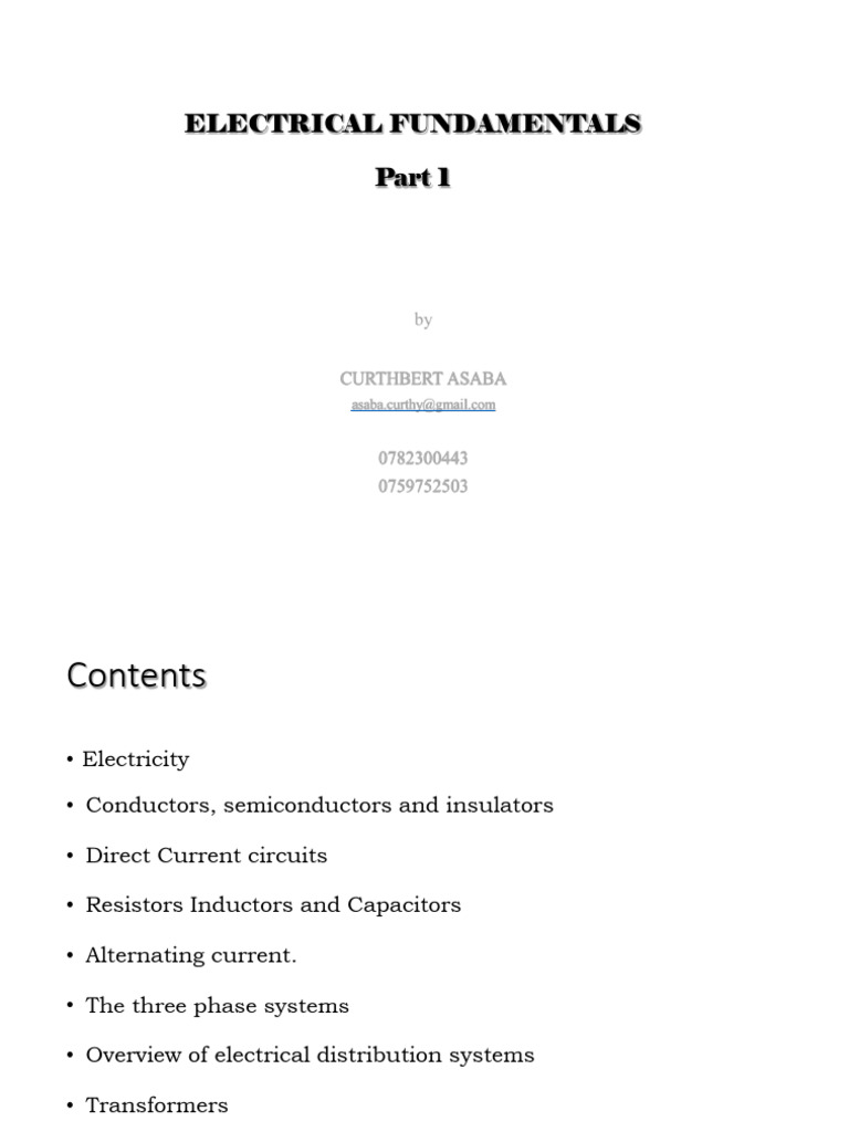 Electrical Fundamentals Part 1 DDPO 2023 | PDF | Transformer | Series ...