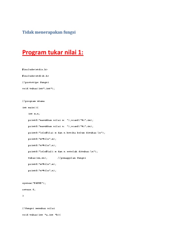 Macam-Macam Source Code Dalam Bahasa C | PDF