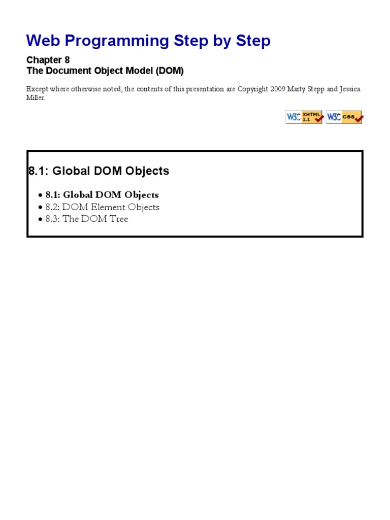 Ch08 Dom Pdf Document Object Model Java Script