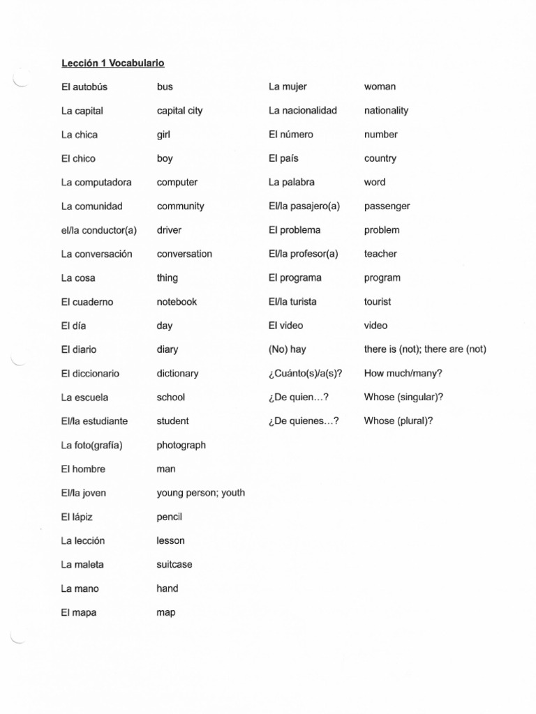 1.1 - Vocabulary Lesson 1 | PDF