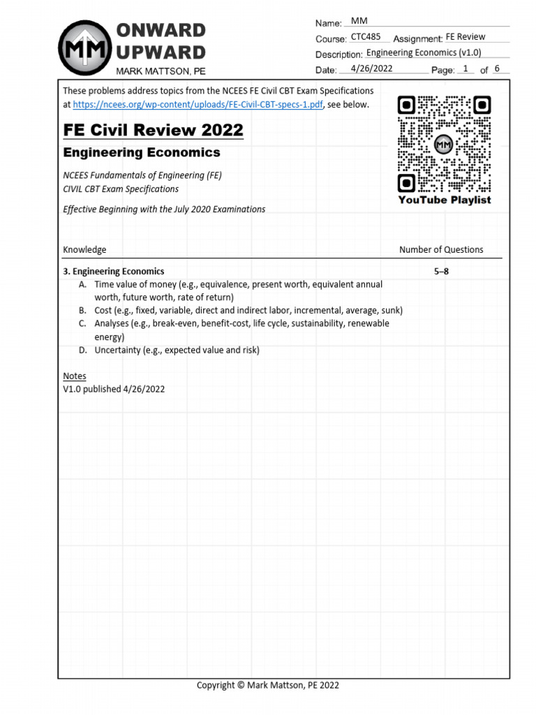 (FE) 3. Engineering Economics | PDF | Depreciation | Economics