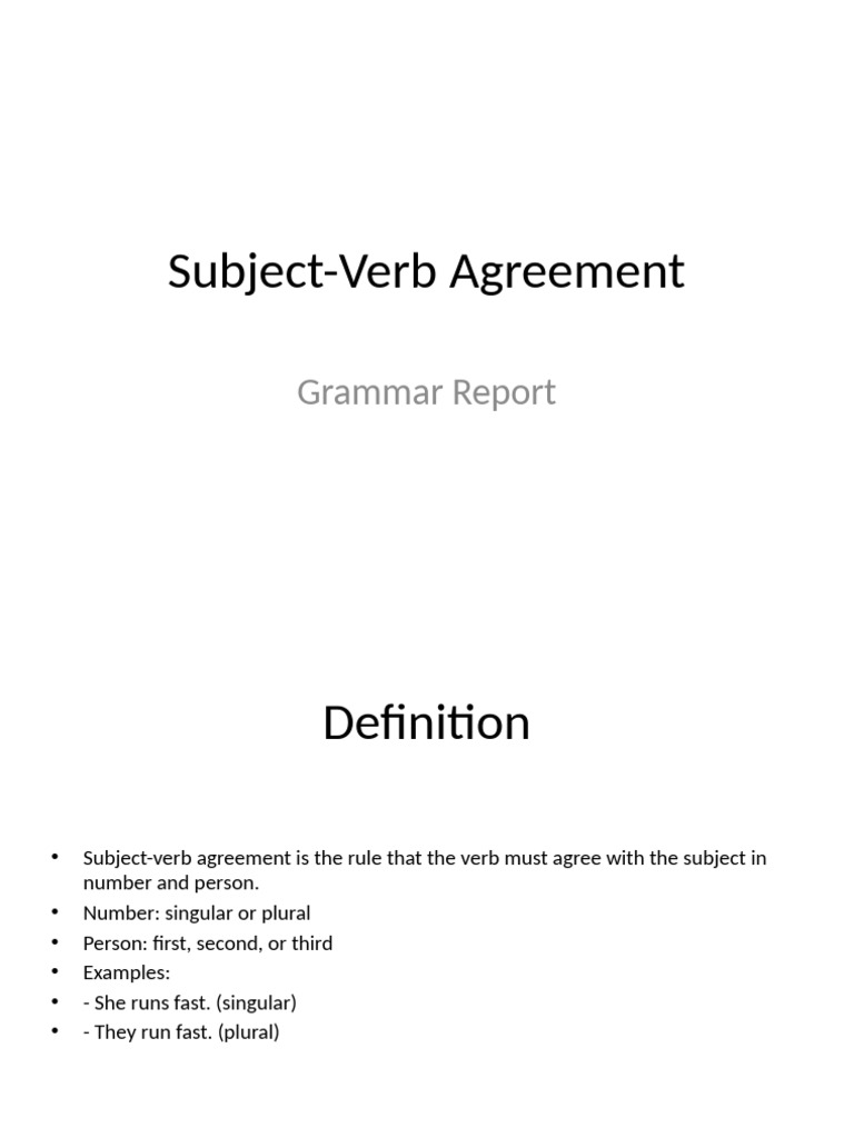 Subject-Verb Agreement Report | PDF