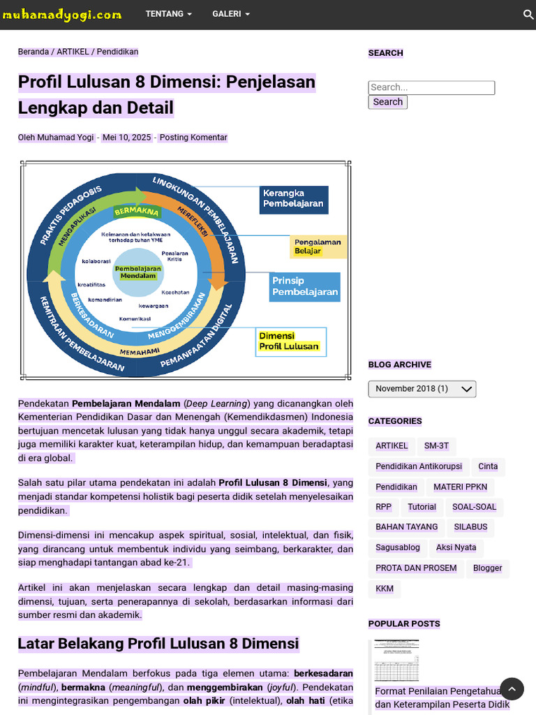 Profil Lulusan 8 Dimensi Penjelasan Lengkap Dan Detail - Muhamad Yogi | PDF