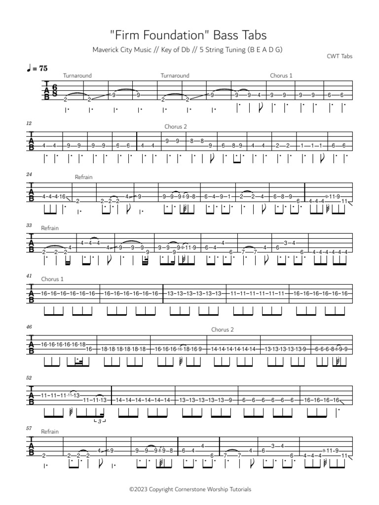 Firm Foundation Bass Tabs Guide | PDF | Musical Instruments | Elements ...