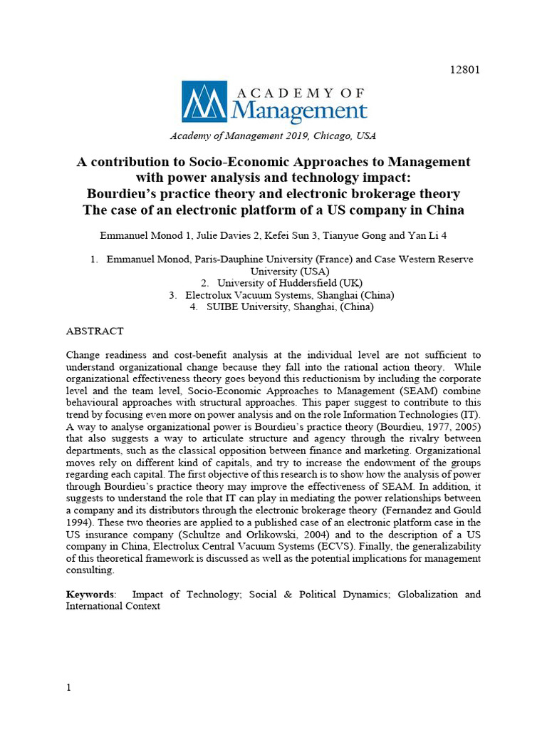 10 Aom Chicago 2 Sem | PDF | Social Capital | Strategic Management