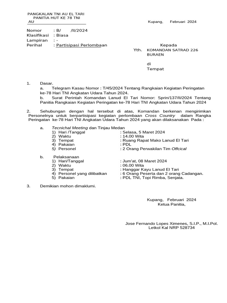 Perlombaan Cross Country HUT TNI AU 2024 | PDF