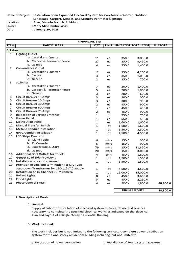 Financial Bid-Fmeb 2.0final | PDF | Electrical Engineering | Electricity
