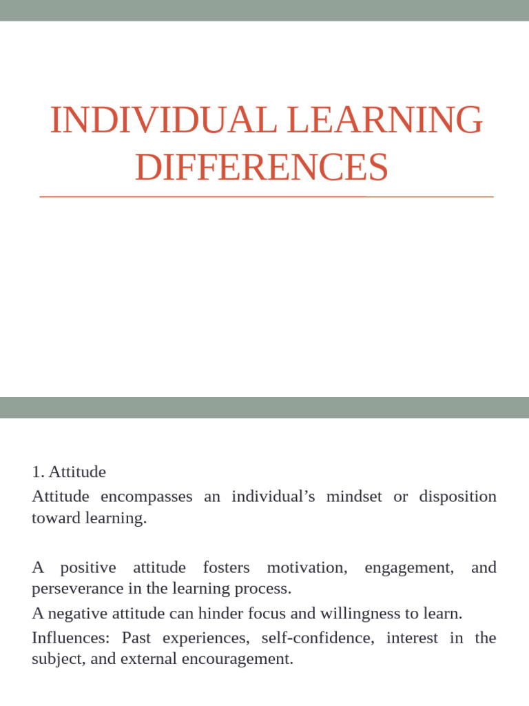 Understanding Individual Learning Differences | PDF | Learning ...
