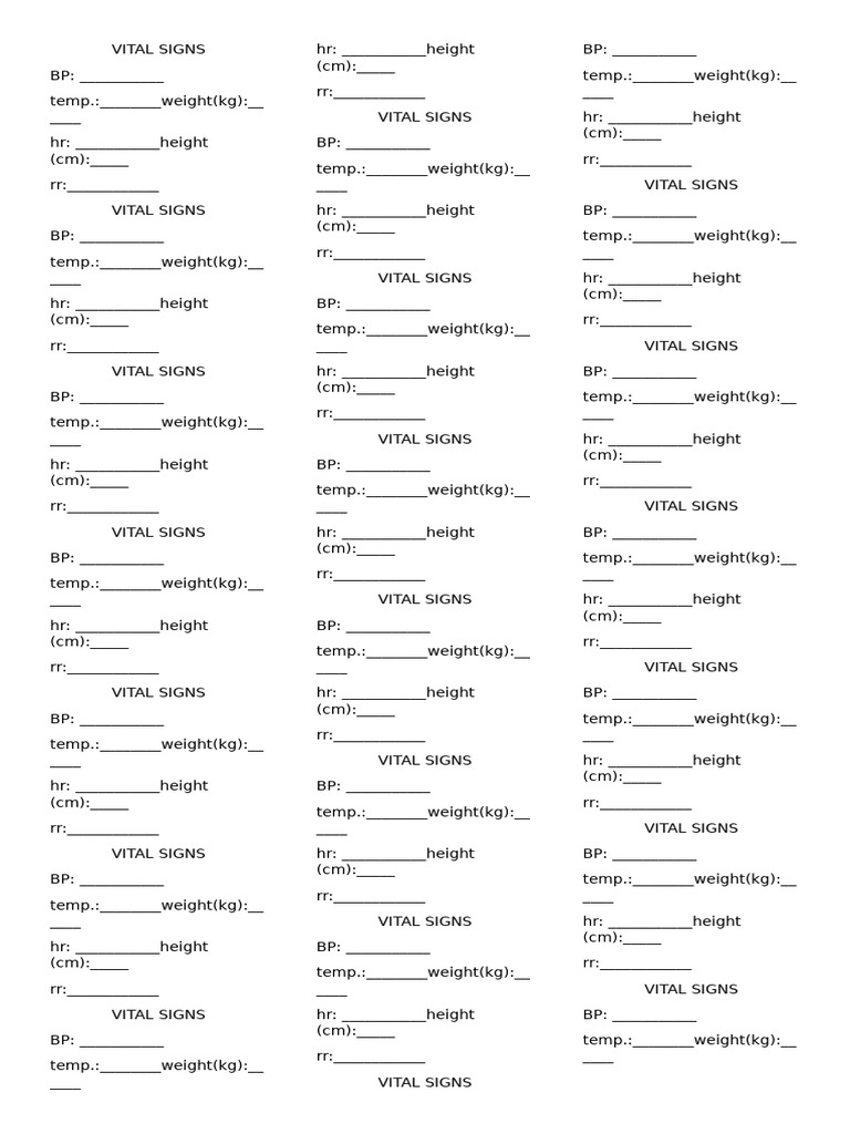 VITAL SIGNS Form | PDF