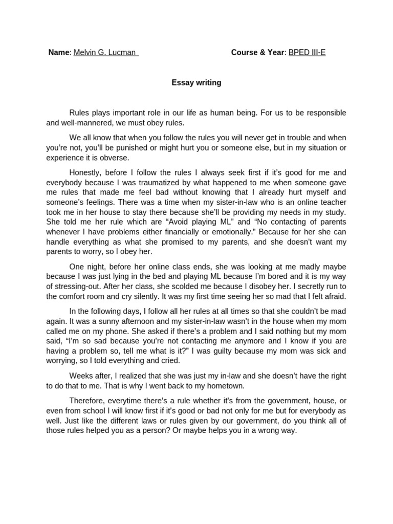 Lucman Ethic Essay | PDF