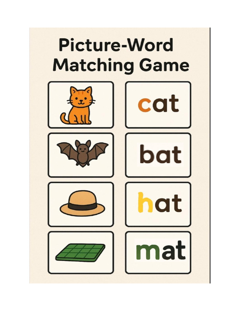 At Picture-Word Matching Game | PDF