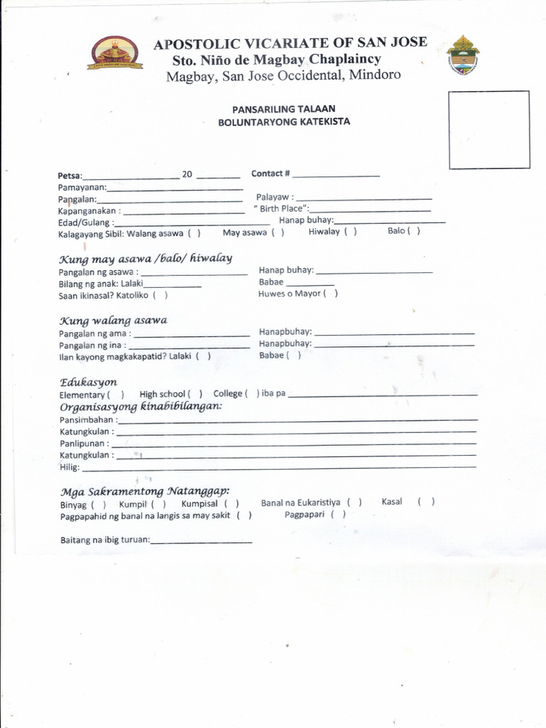 Katekista Form | PDF