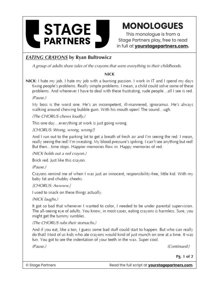 Eating Crayons Monologue Overview | PDF