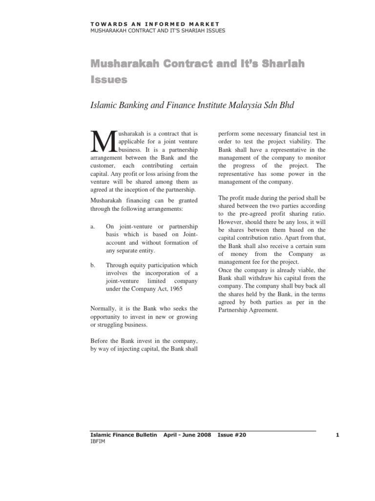 Musharakah 6 | PDF | Partnership | Islamic Banking And Finance