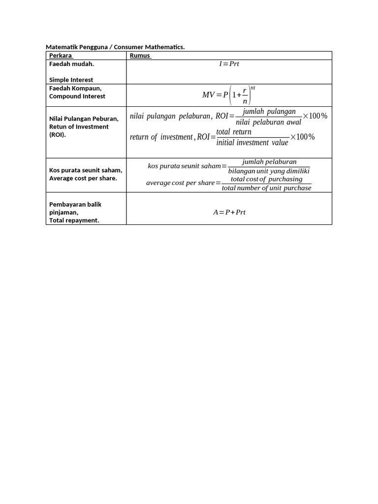 Matematik Pengguna Rumus | PDF