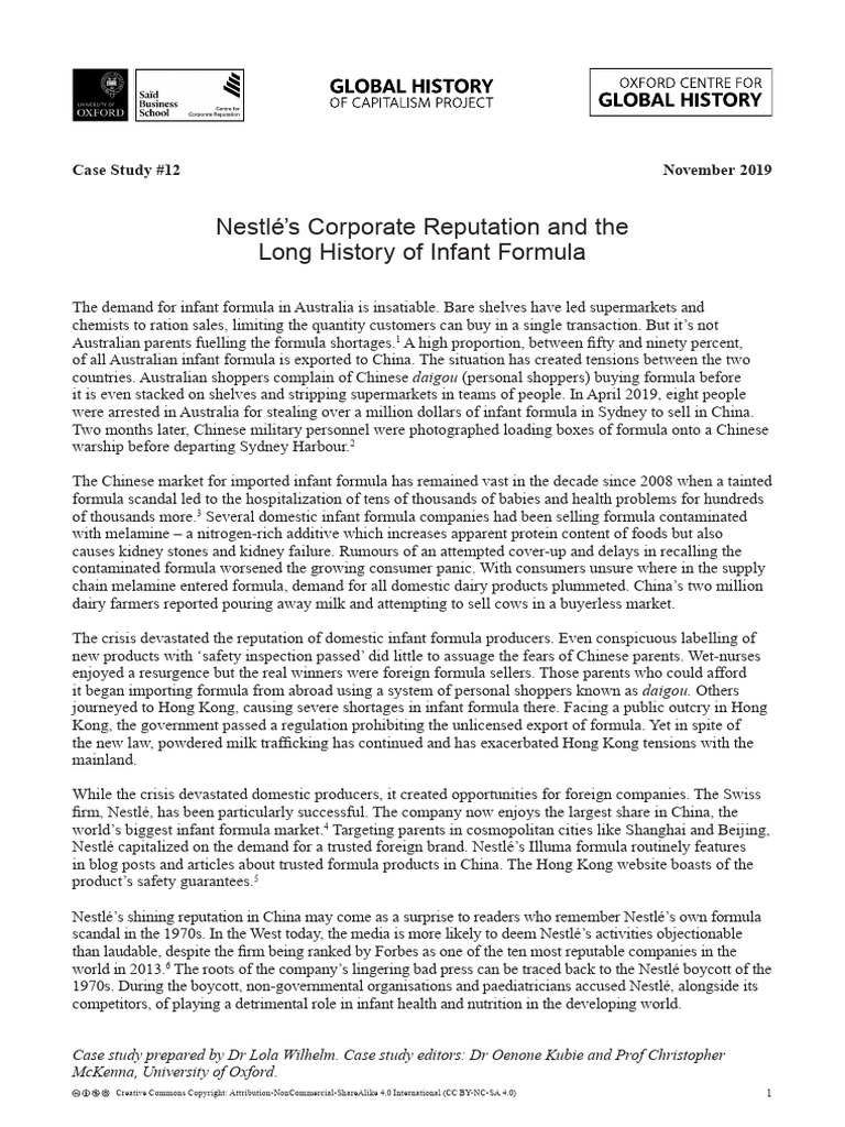 Nestlé's Reputation in Infant Formula | PDF | Infant Formula ...