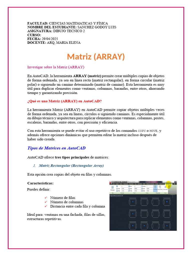 Uso de Matrices en AutoCAD: Guía Práctica | PDF | Matriz (Matemáticas ...