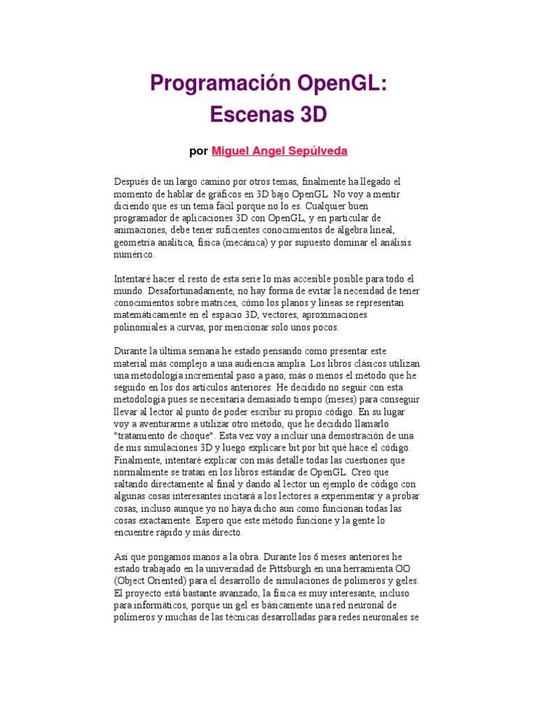 Programación OpenGL | PDF | Perspectiva (Gráfica) | Sistema coordinado