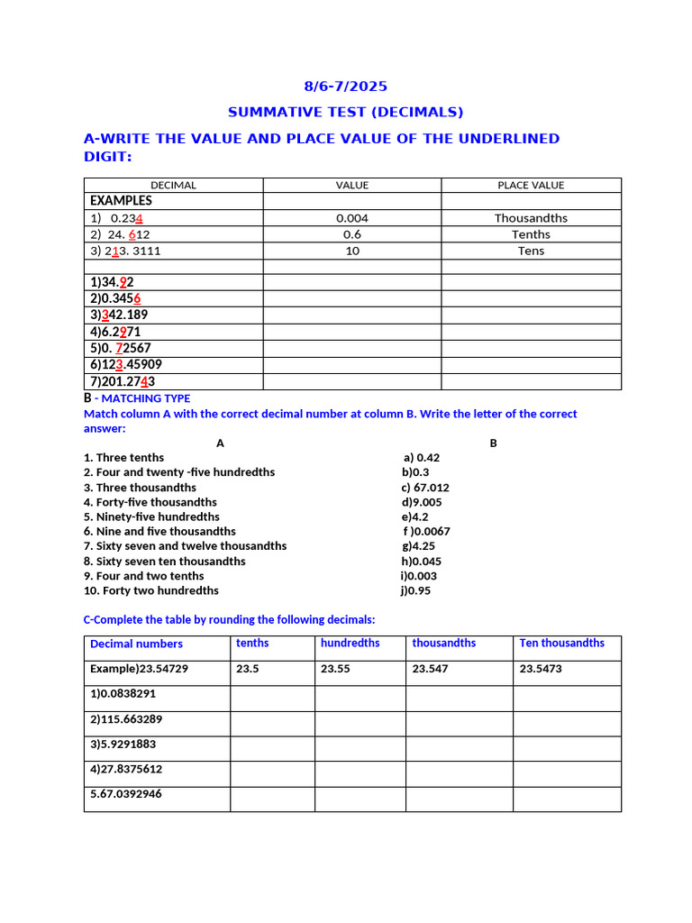 Ws MATH Set4 Summative Test | PDF