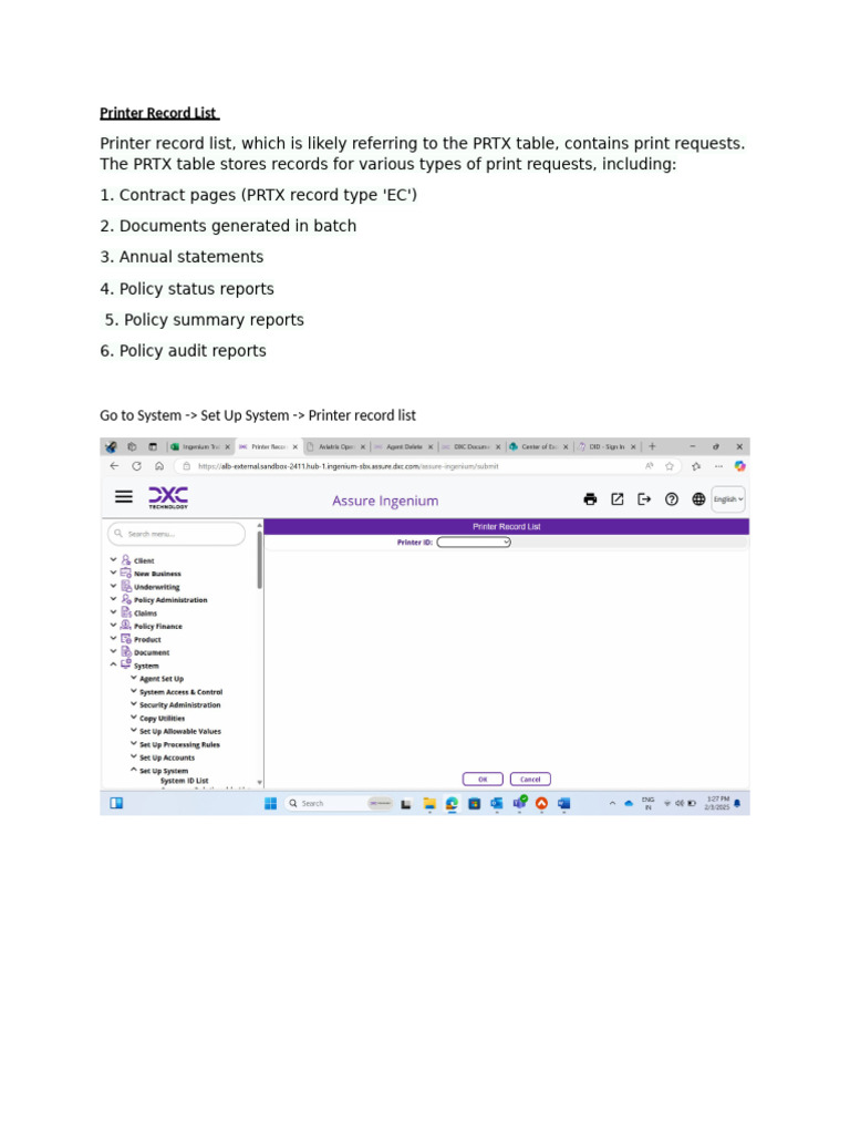 Printer Record List | PDF