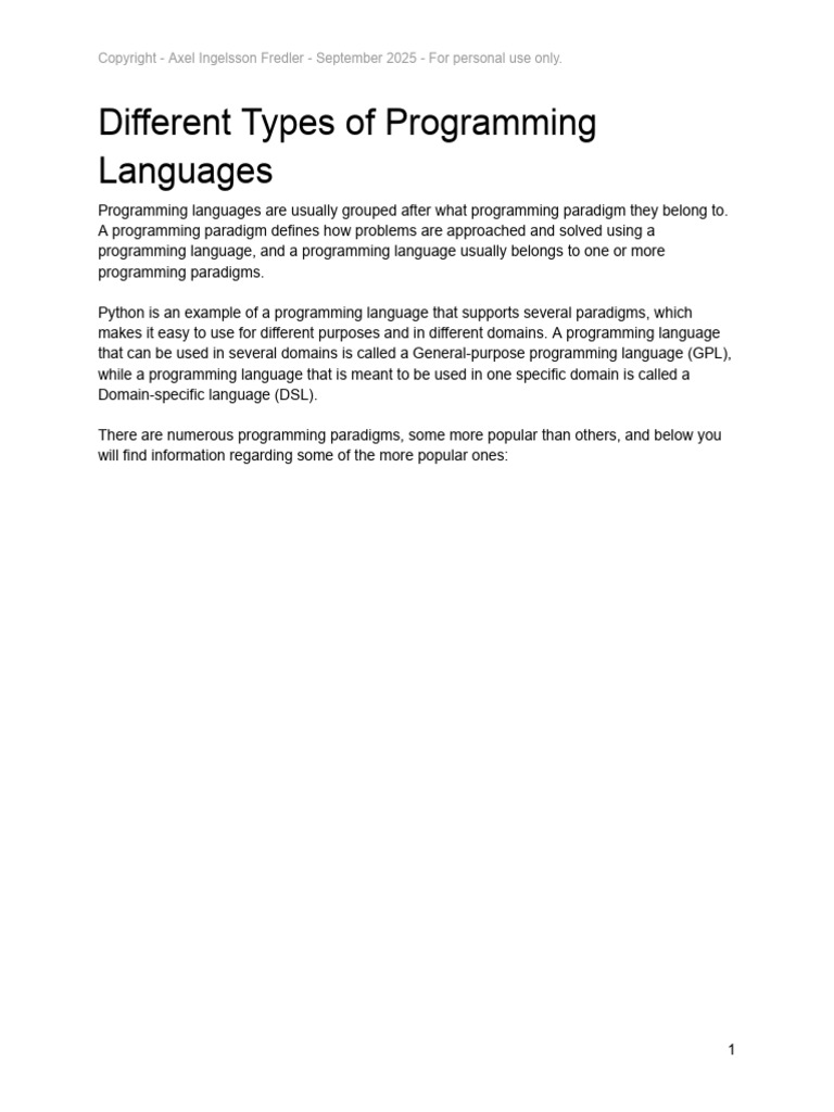 01-Basics-05-Different Types of Programming Languages | PDF ...