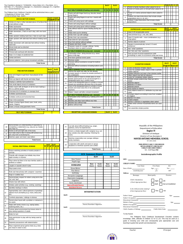 ECCD Checklist | PDF | Verb | Behavioural Sciences