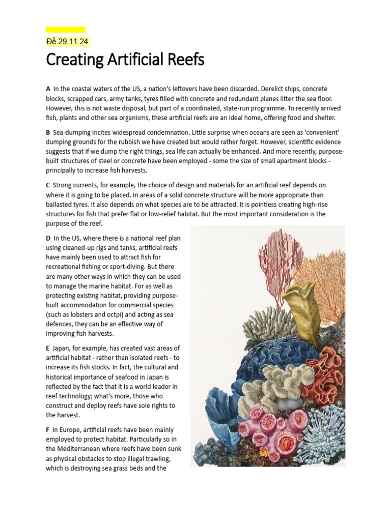Benefits of Creating Artificial Reefs | PDF | Facial Expression | Emotions
