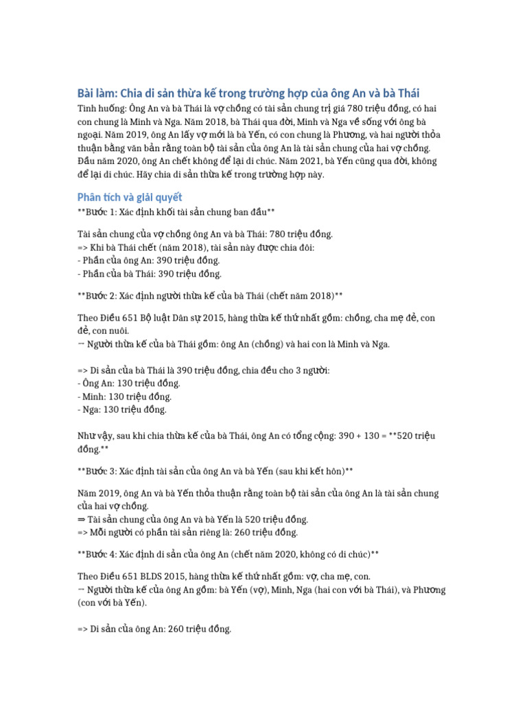 Chia Di San Thua Ke Ong an Va Ba Thai | PDF