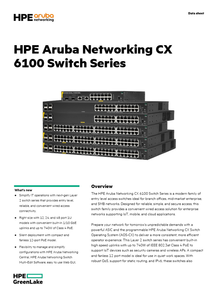 HPE Aruba CX 6100 Switch Series Overview | PDF | Computer Network ...