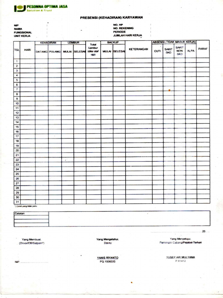 Form Absen | PDF