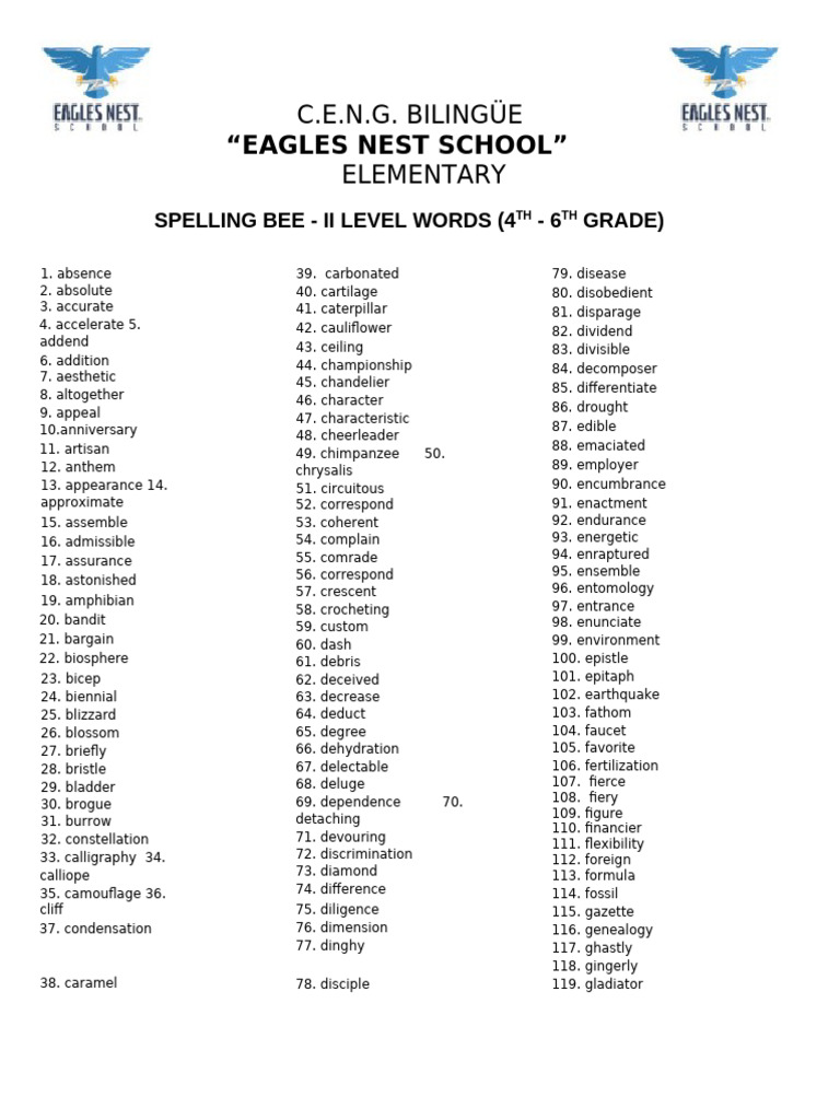 SPB II Level Words 2022-2023-1 | PDF