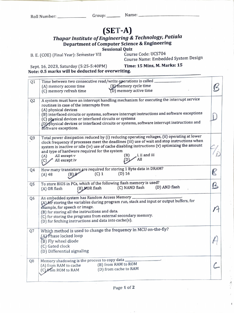 2023 Quiz | PDF | Flash Memory | Random Access Memory