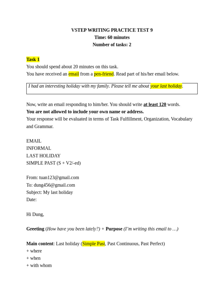 VSTEP Writing Practice Test 9 Guide | PDF | Psychology | Cognition